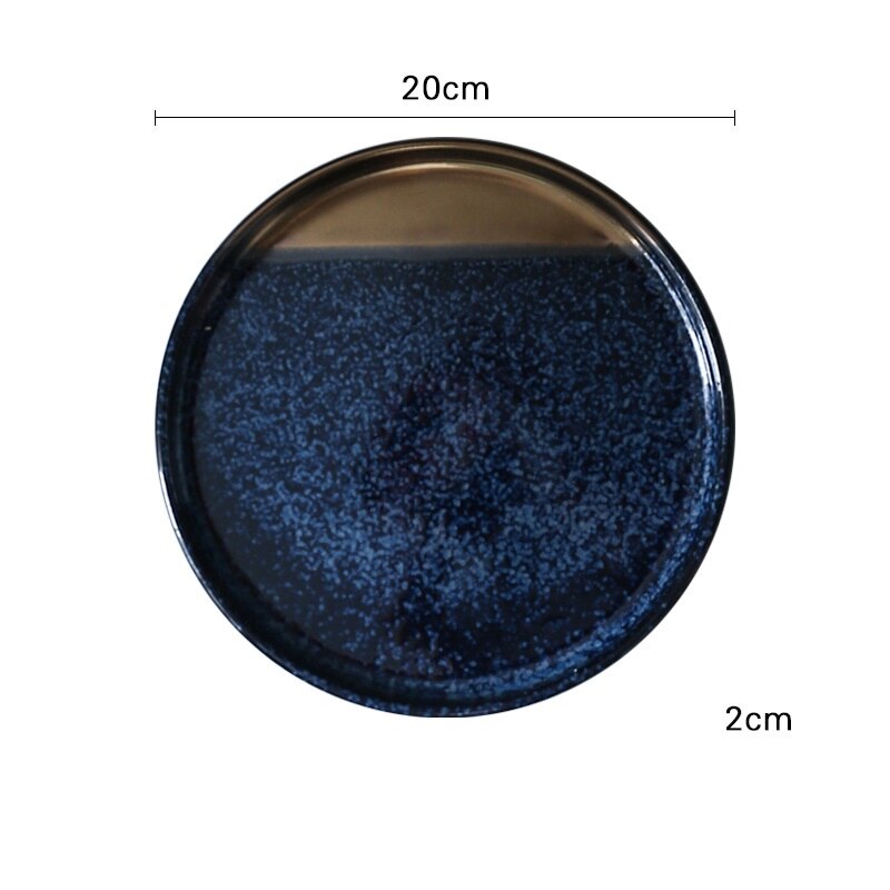 Ceramic Plates Round Dishes Deep Blue Japanese Sty... – Vicedeal