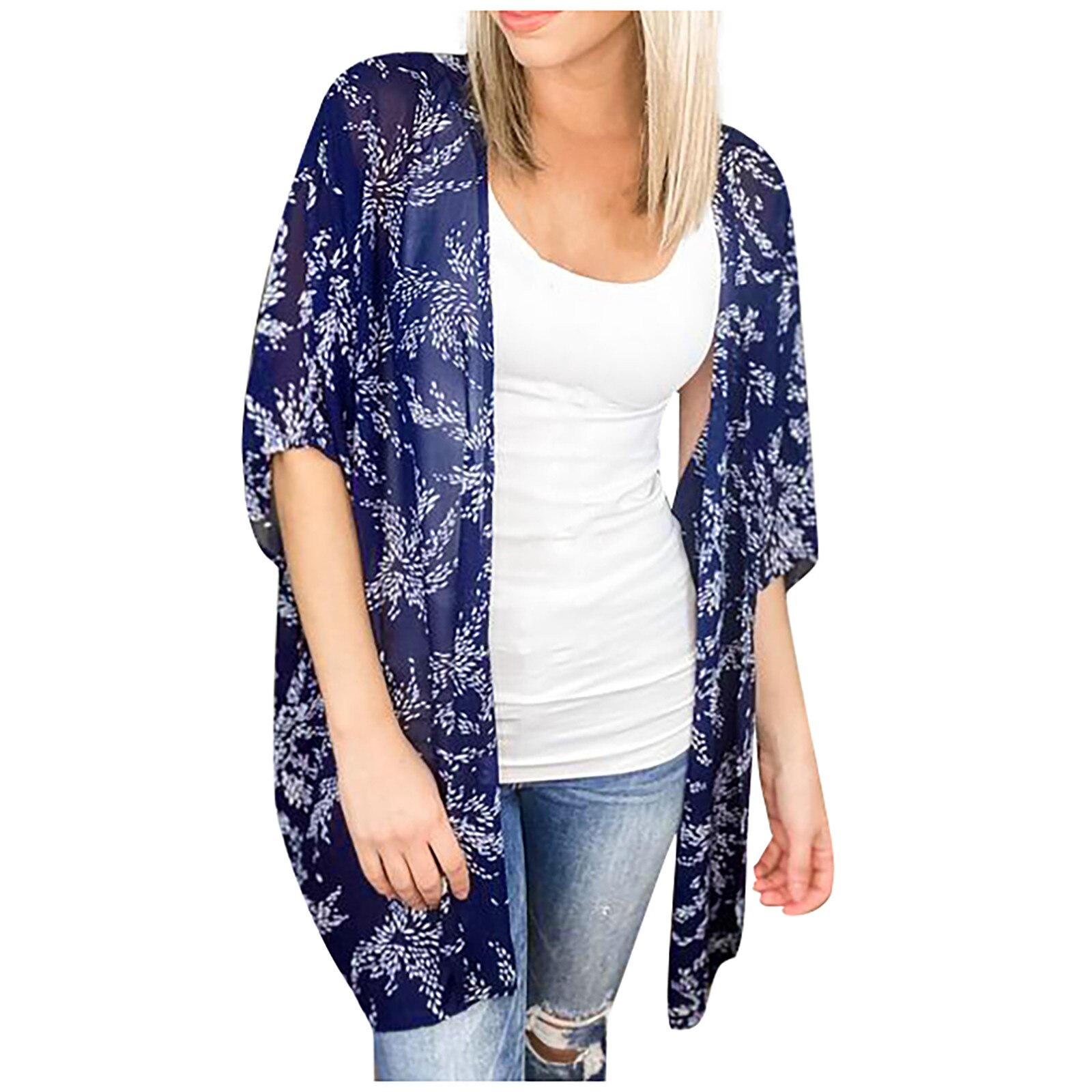 Summer Women Print Tops Chiffon Beach Ladies Kimon... – Vicedeal
