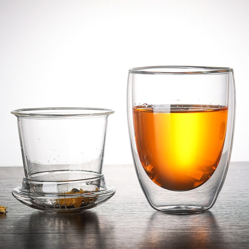 double walled high borosilicate glass tea cup, tra... – Grandado