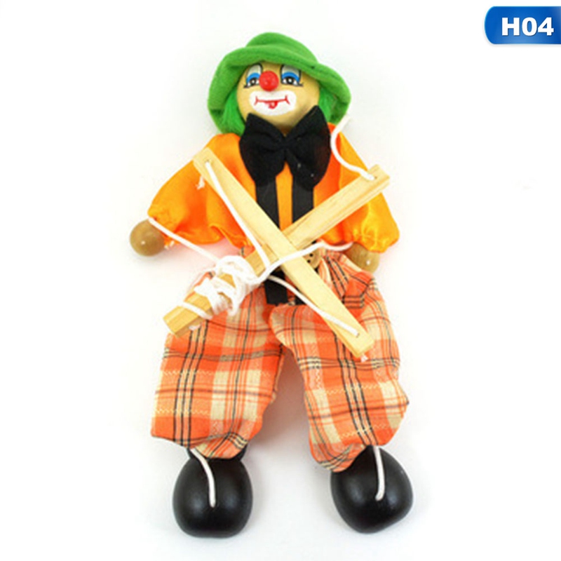 Funny Colorful Pull String Puppet Clown Wooden Marionette Handcraft ...