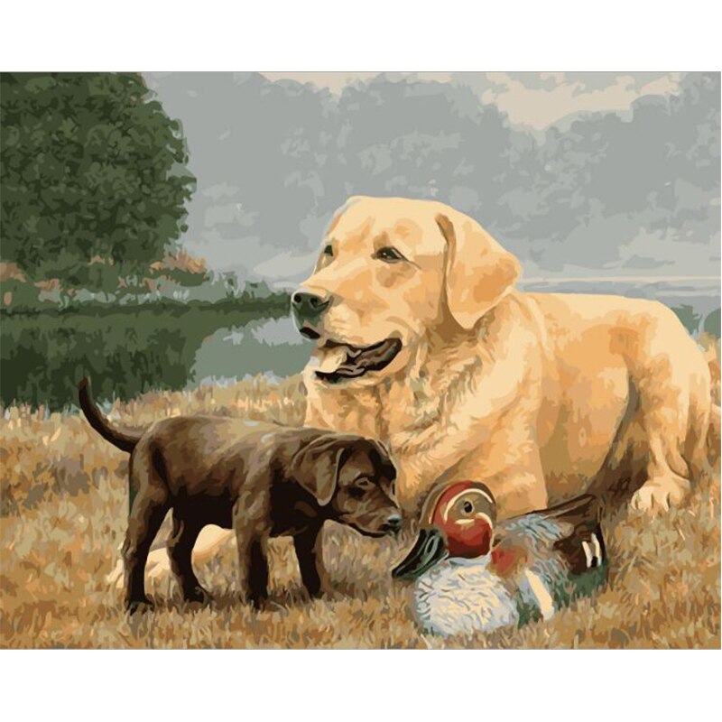 DIY Painting By Numbers Dog Handmade Art Oil Paint... – Grandado