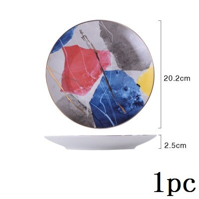 Ceramic Painting Dinner Plate Nordic Gold Inlay Po... – Grandado