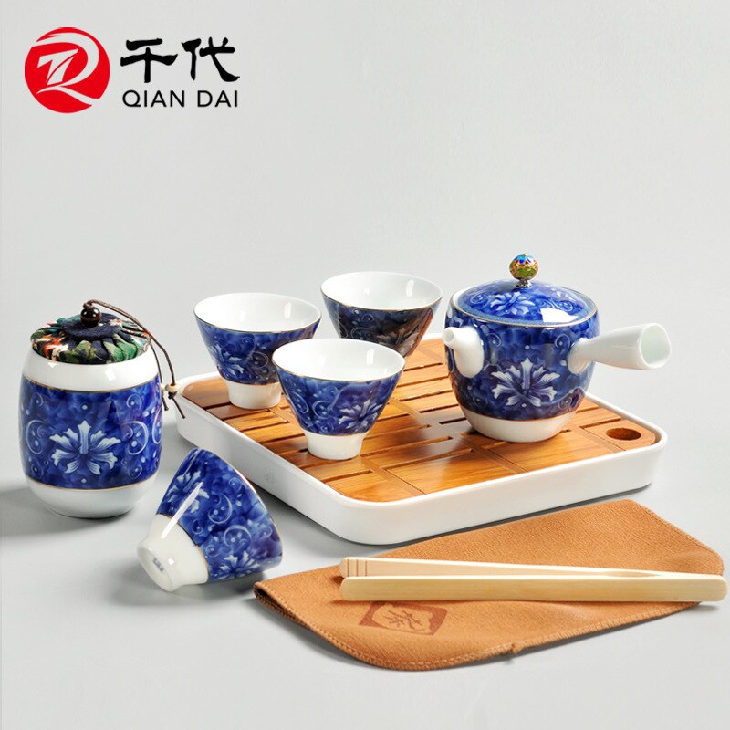 Chinese ceramic tea set storage combination blue c... – Vicedeal