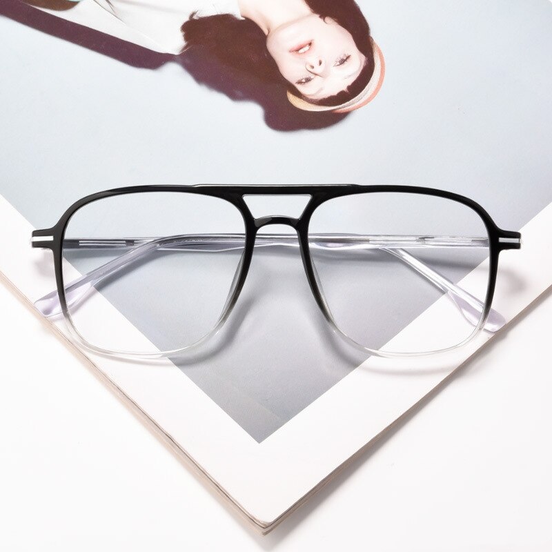Transparent Double Beam Retro Flat Spectacles Myop... – Vicedeal