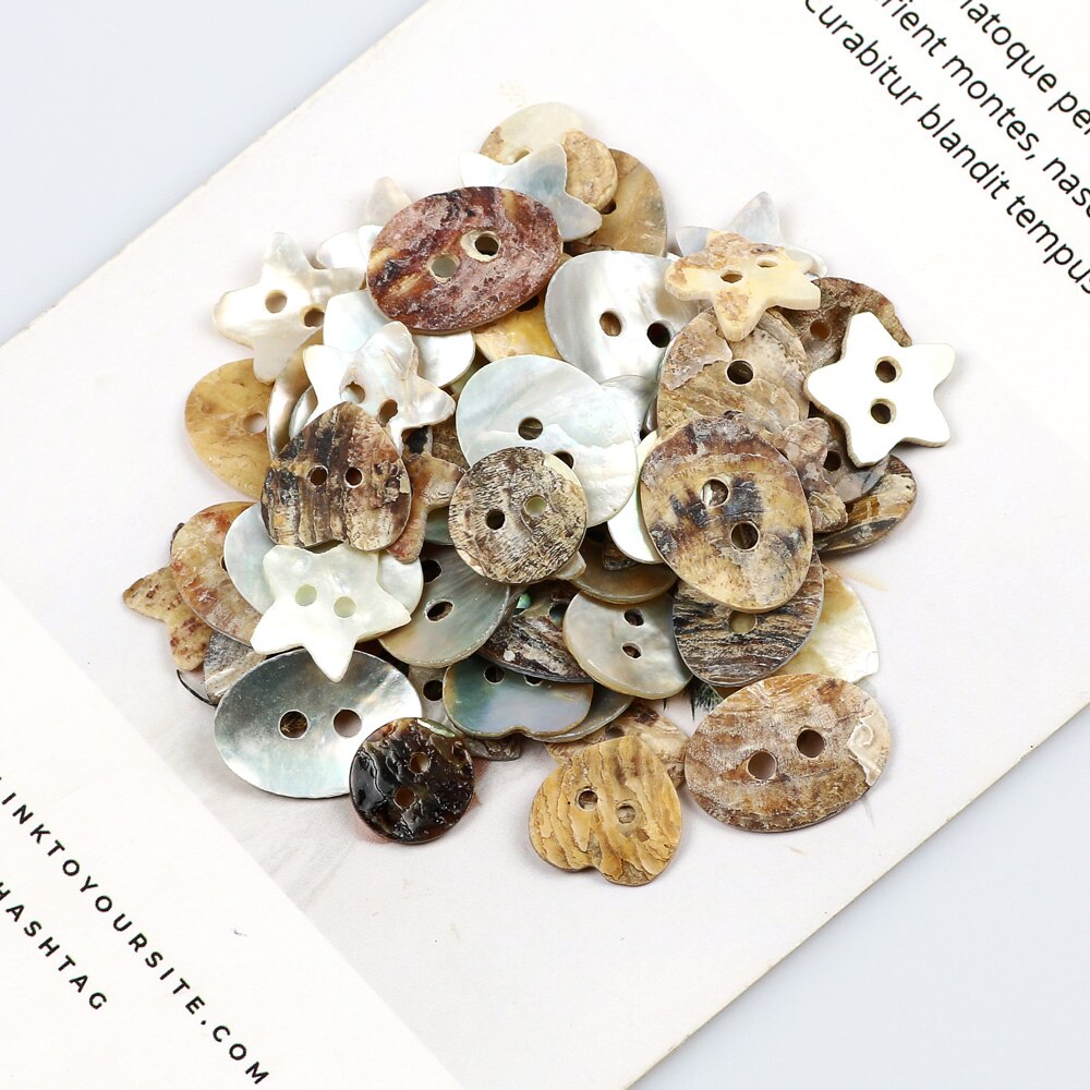 50pcs Star Heart Round Natural Shells 2 Hole Butto... – Vicedeal