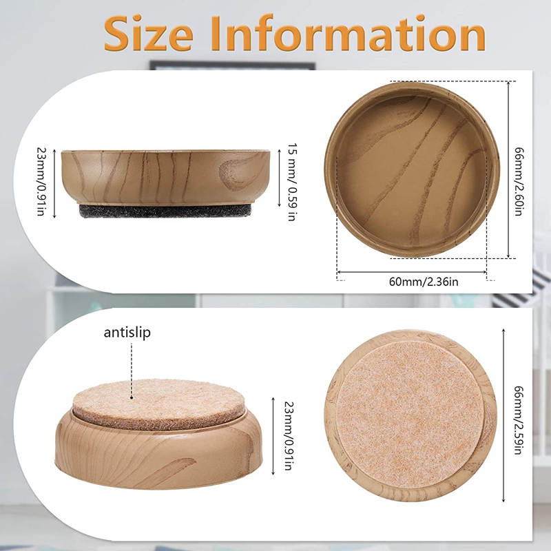 16Pcs Felt Floor Cups 6 cm Round Furniture Felt Ca... – Grandado