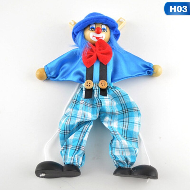 Funny Colorful Pull String Puppet Clown Wooden Marionette Handcraft ...