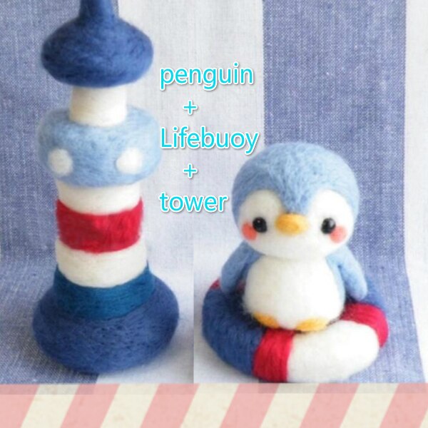 Lighthouse wool felting needlepoint kit penguin fe... – Grandado