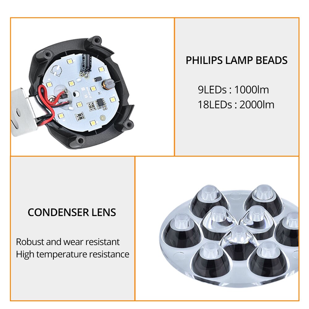 LED Motorfiets Koplamp Extra Lamp LED Motor Bromfi... – Vicedeal