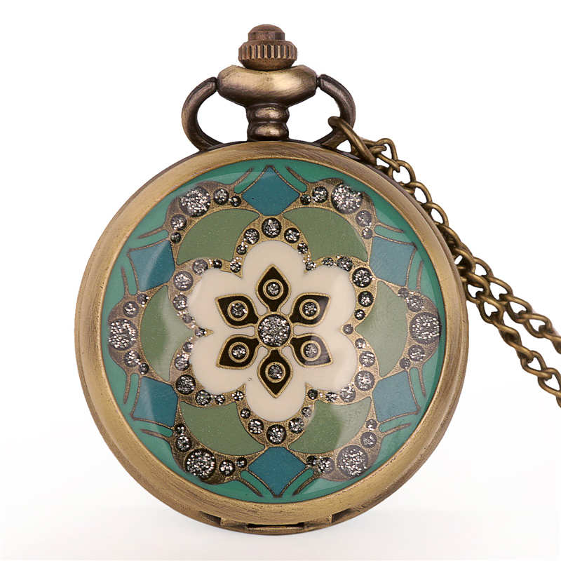 Vintage Yellow Epoxy Jade Flower Pocket Watch Wome... – Grandado