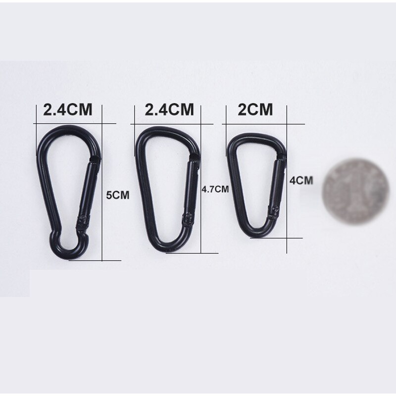 10 Pcs Practical Carabiner Black D Shaped Aluminum... – Grandado
