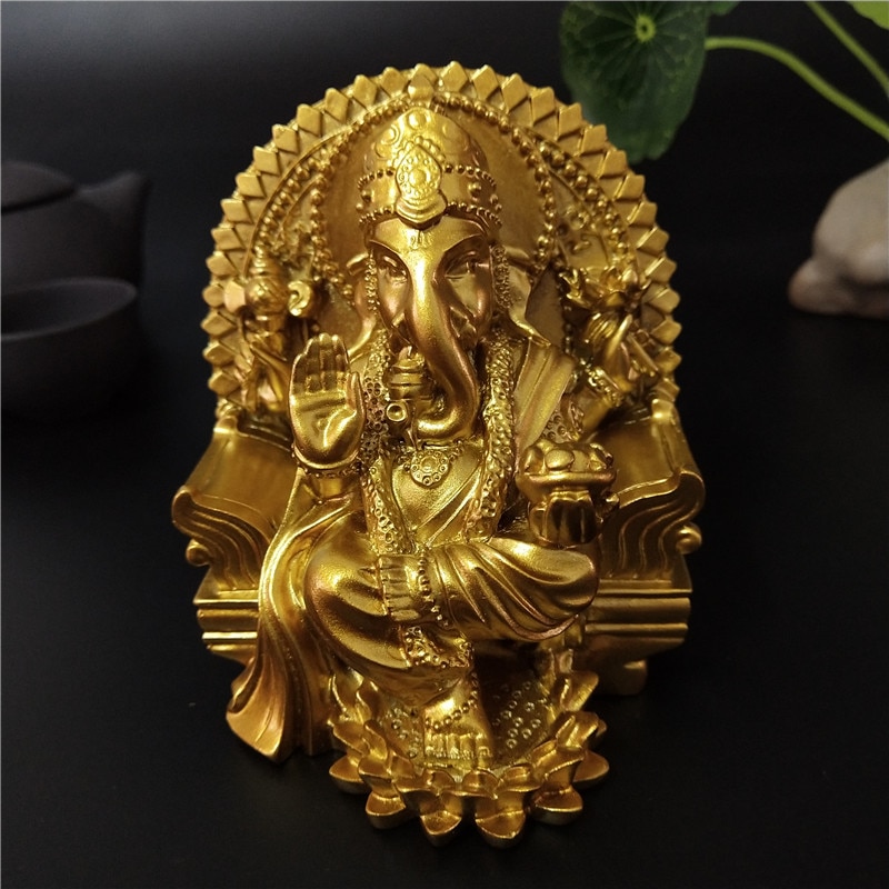 Golden Lord Ganesha Statue Buddha Elephant God Scu... – Vicedeal
