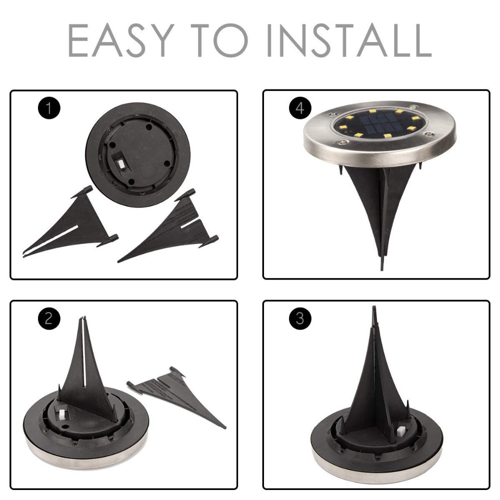 Solar Powered Disk Lights 8/12 LED Solar Pathway L... – Vicedeal