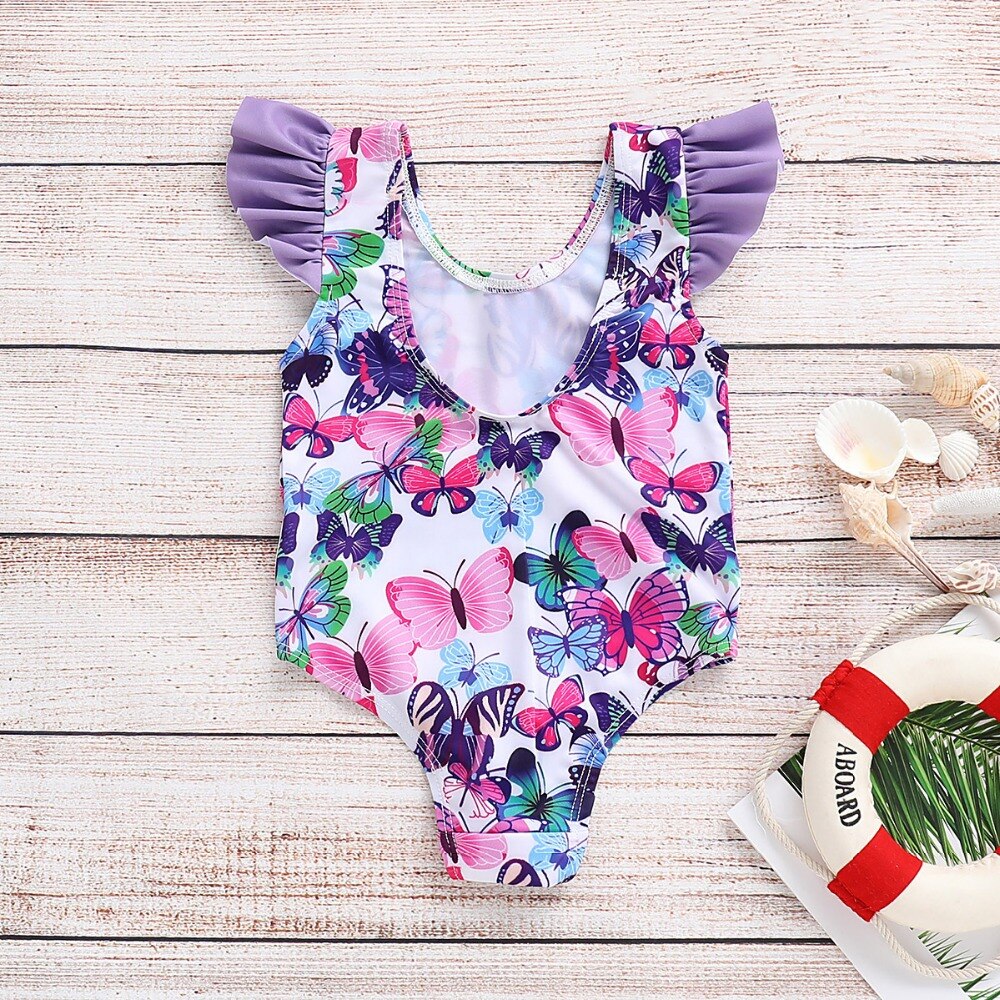 Baby Girl One Piece Monokini Ruffled Butterfly Pri... – Grandado