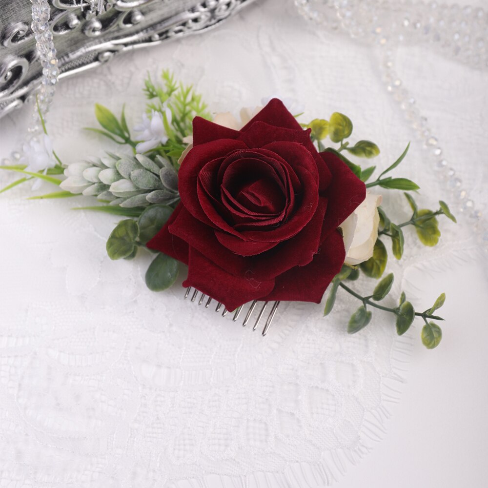 Vintage Red Rose Hair Comb Classical Headpiece Wedding Bridal Hair ...