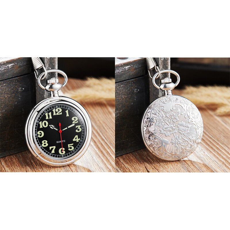 Luminous Smooth Quartz Pocket Watch FOB Chain Lock... – Vicedeal