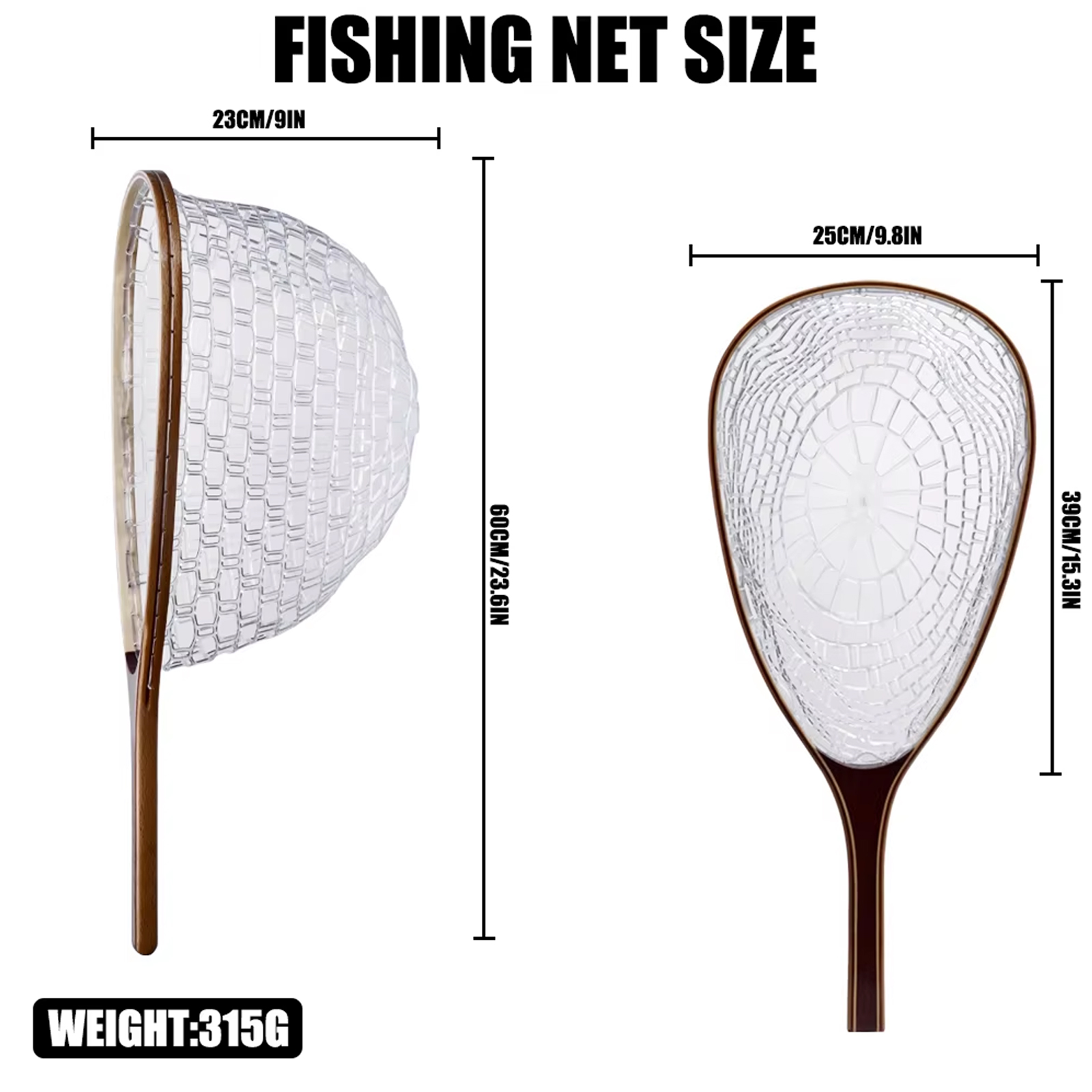 Wooden handle fishing net with rubber coating for ... – Grandado