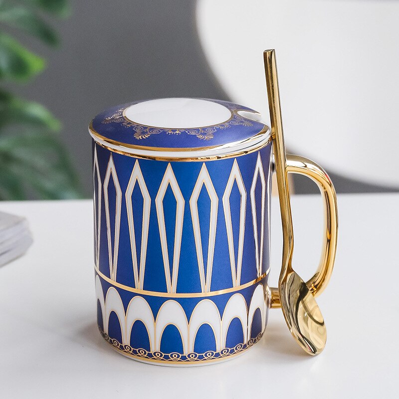 350ml Luxury Gold Ceramic Coffee Mug Nordic Geomet... – Grandado