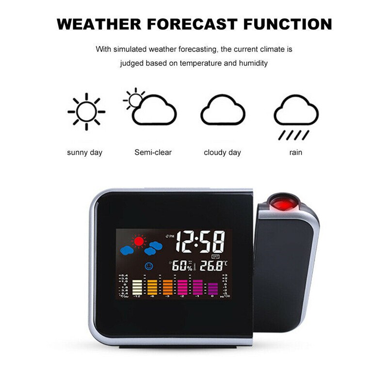 Projection Alarm Clock Weather Station Thermometer... – Grandado