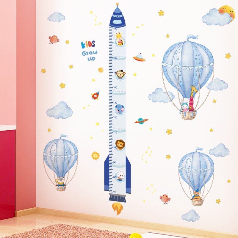 Cartoon Rocket Height Measure Wall Stickers DIY Ai... – Grandado