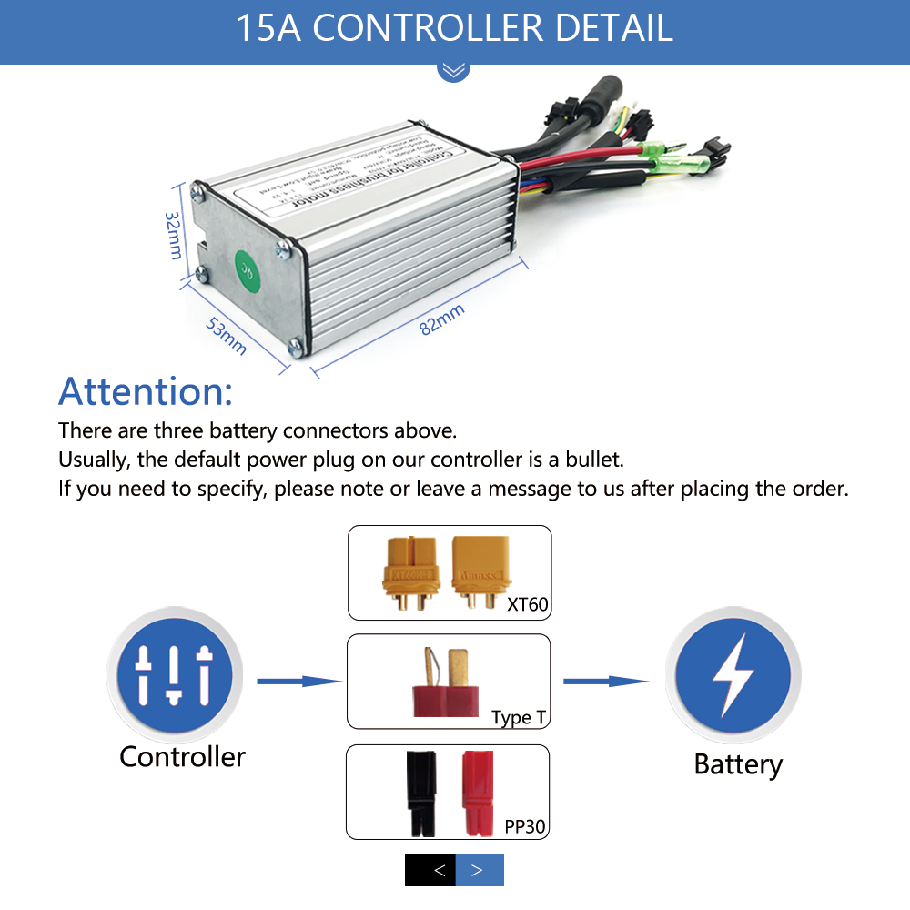 EBike Controller 36V 48V 250W 350W 15A 6 Mosfets K... – Grandado