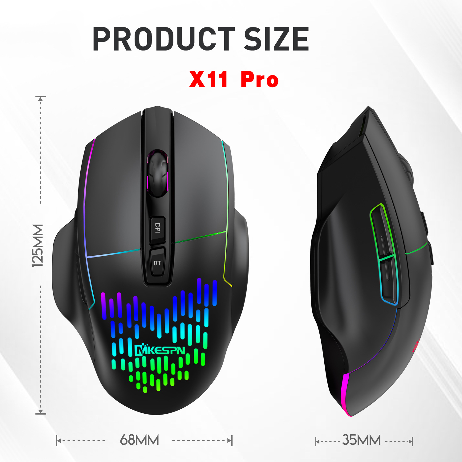 Draadloze Muis Bluetooth Rgb Muis Type-C Oplaadbar... – Vicedeal