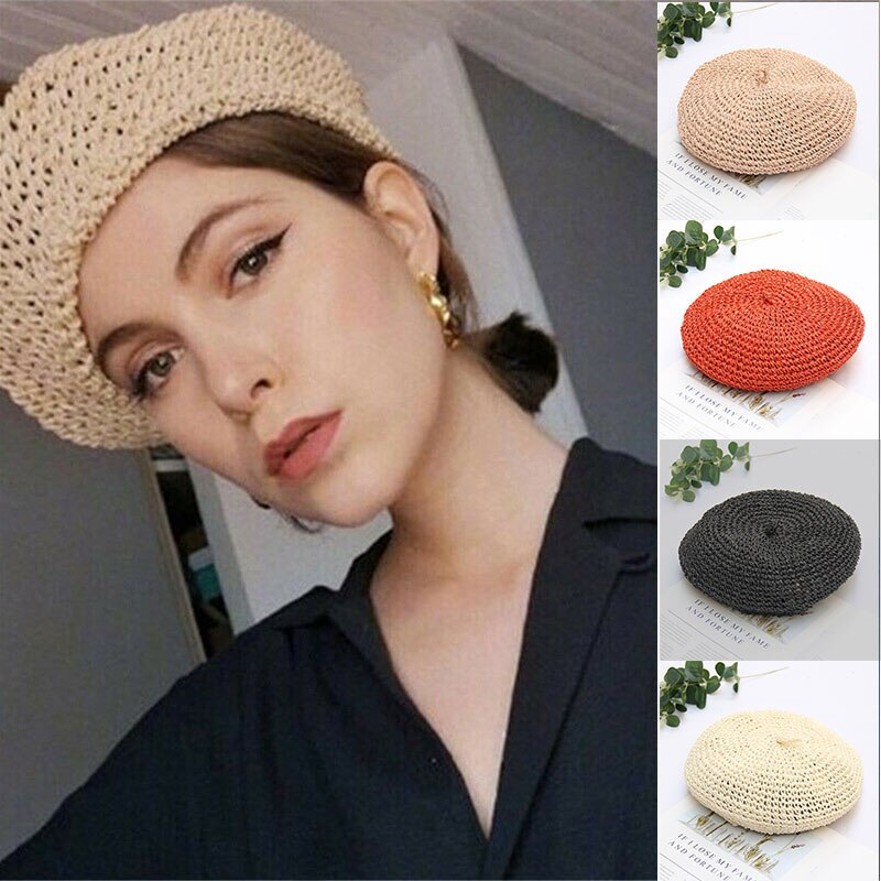 Vintage Straw Woven Beret French Lady Girl Summer ... – Vicedeal