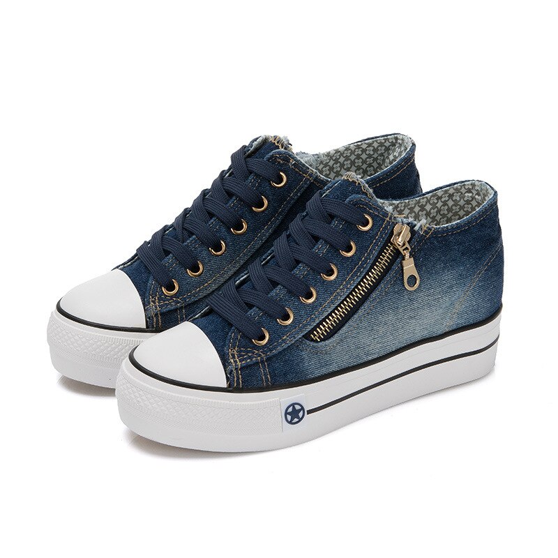 Loecktty women shoes Side zipper denim women casua... – Grandado