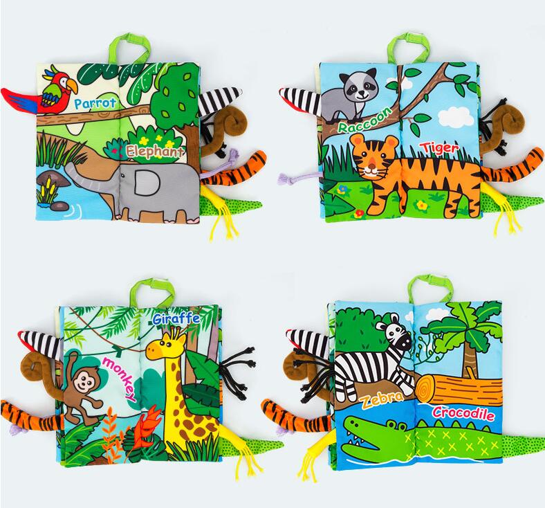 Baby animals tails soft cloth book Baby Early Lear... – Grandado