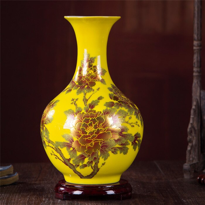 Chinese Style Vase Jingdezhen Yellow Crystal Glaze... – Grandado