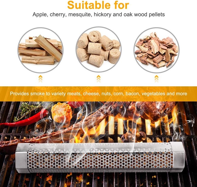Stainless Steel Barbecue Wood Smoking Pellet Pipe Portable Fruit Wood ...