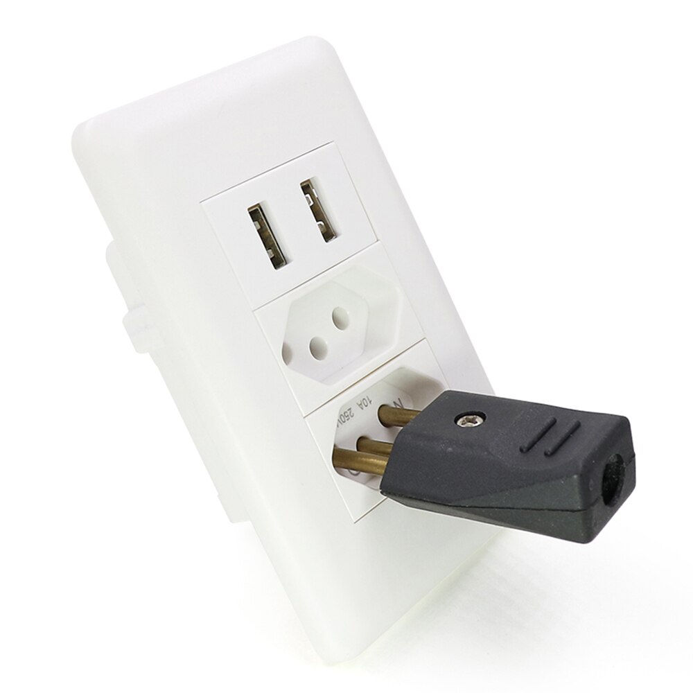 Brazil Wall Socket with Dual USB Electric 3Pin Plu... – Grandado