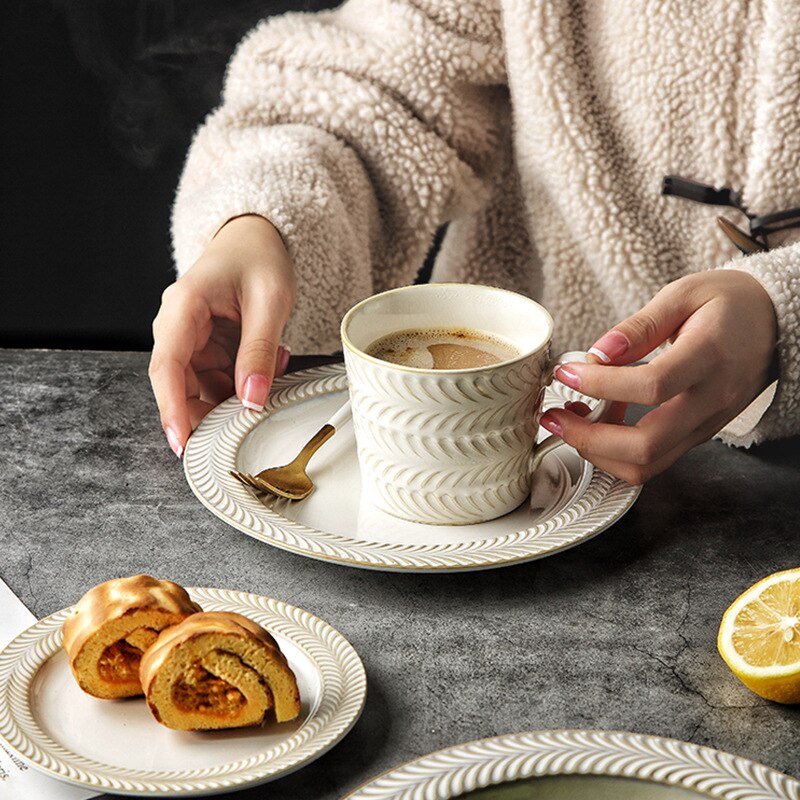 Ceramic Plate Set Vintage French Floral Relief Dec... – Grandado