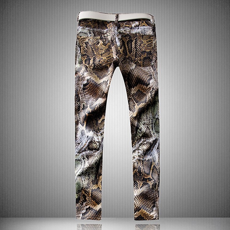 Euro Style Man Slim Floral jeans Men Printed Snake... – Grandado