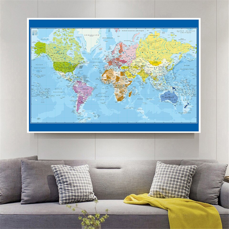 150*100cm The World Political Map In French Modern... – Grandado