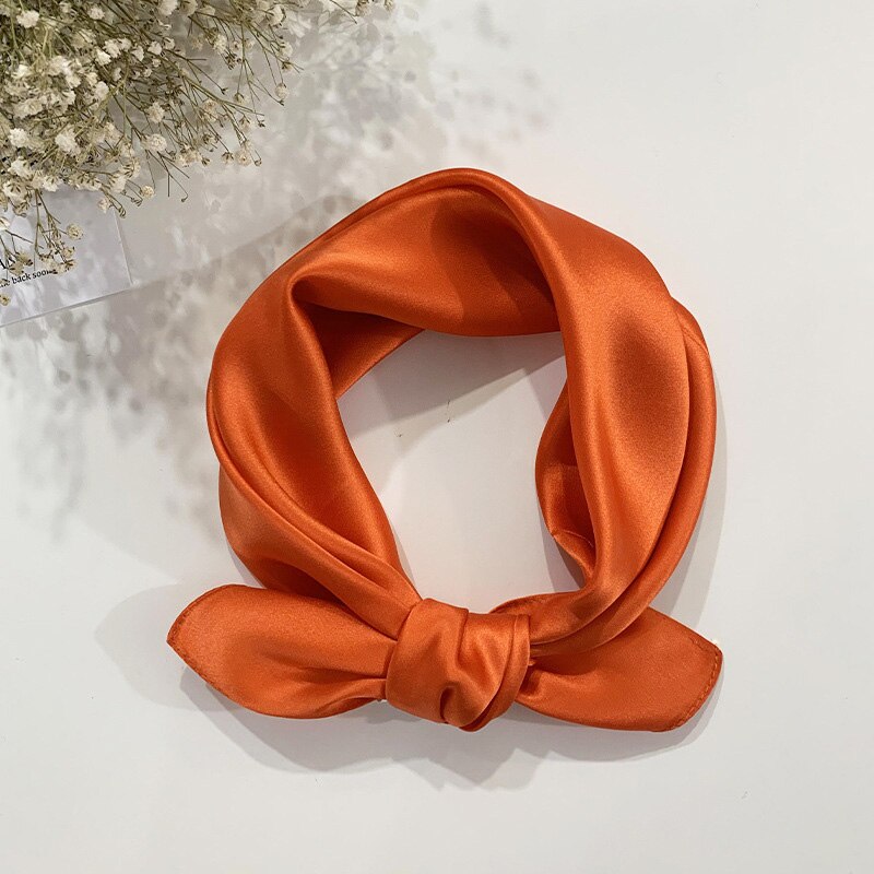 HUISHI Silk Scarf Women Solid Color Square Scarf S... – Vicedeal