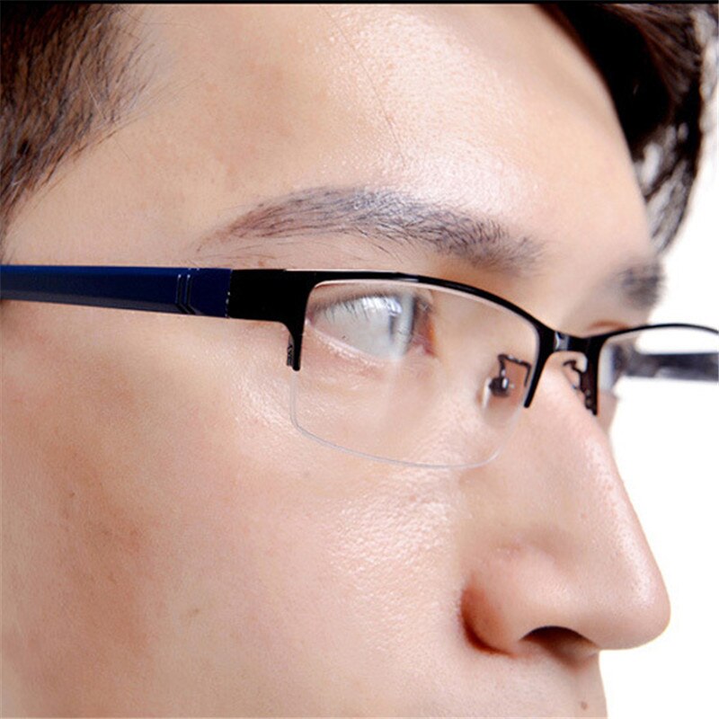 Men Durable Eyewear Metal Frame Half Rim Clear Len... – Vicedeal