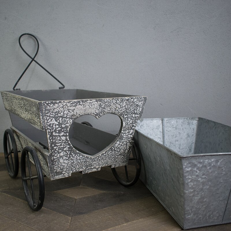 American Retro Tin Cart Flower Pot Garden Grocerie... – Grandado