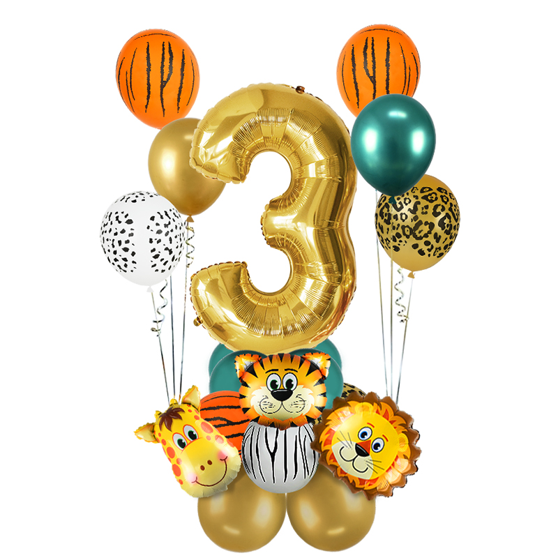 18Pcs Jungle Animal Balloons Set Chrome Metallic L... – Grandado