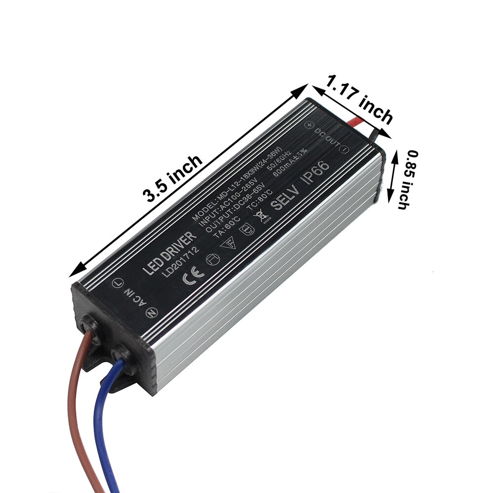 aluminium IP66 ( 12-18 ) X 3W doprowadziło kierowc... – Grandado