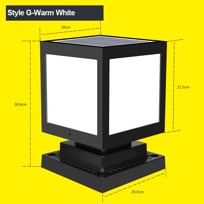 Solar Column Courtyard Light Garden Villa Square H... – Grandado