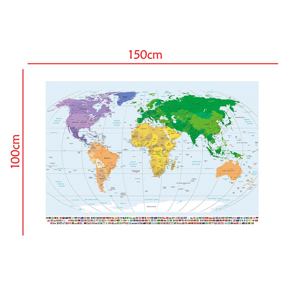 150x100cm Non-woven World Physical Map Hummer Proj... – Vicedeal