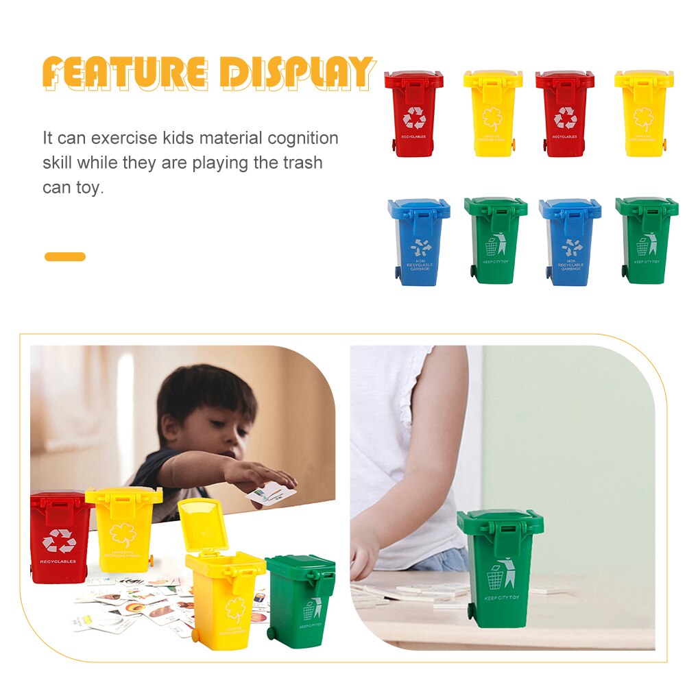 8pcs Kid Push Plastic Garbage Can Children Trash C... – Grandado
