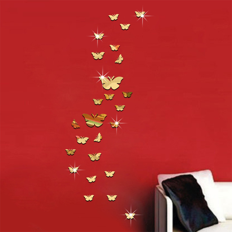 25pcs Acrylic butterfly decorative mirror wall sti... – Grandado