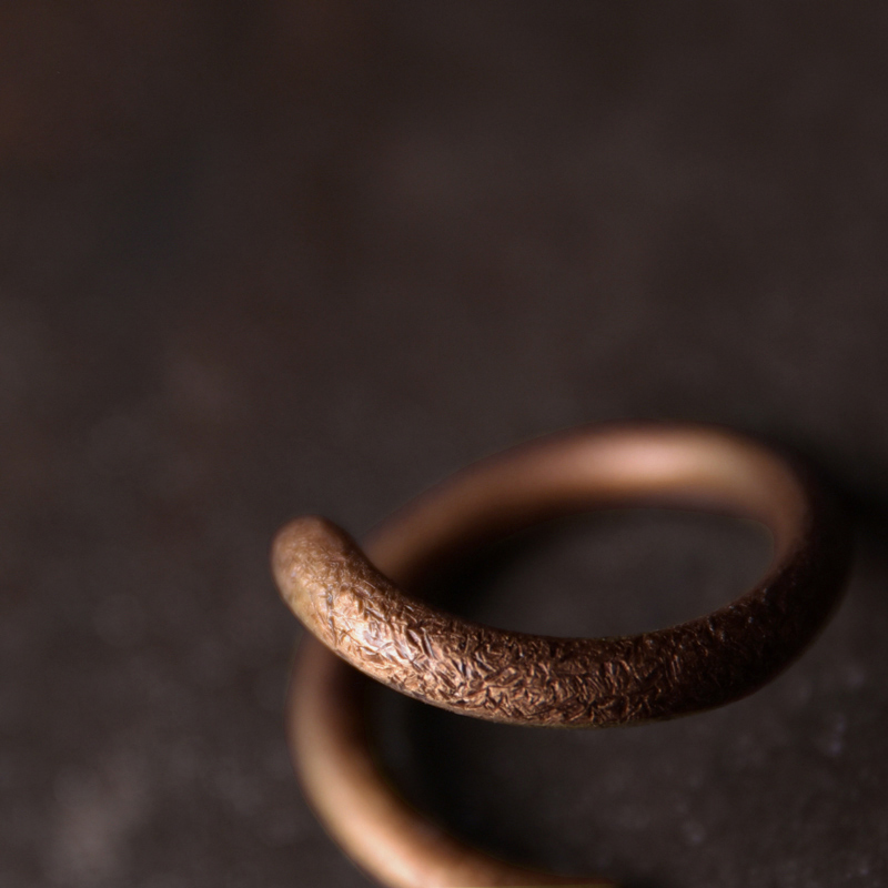Curving Hand Crafted Texture Solid Copper Ring Rus... – Grandado