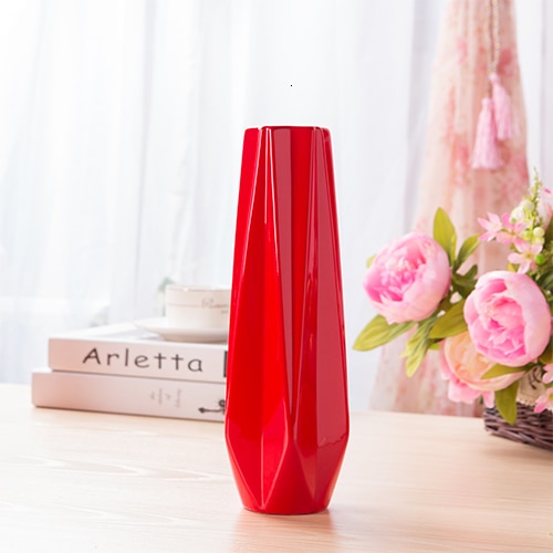 Red Color Ceramic Vase Big Size Red Flower Porcela... – Grandado