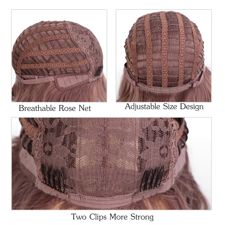 I's a wig Short Water Wave Wig with Bangs Mix Purp... – Grandado