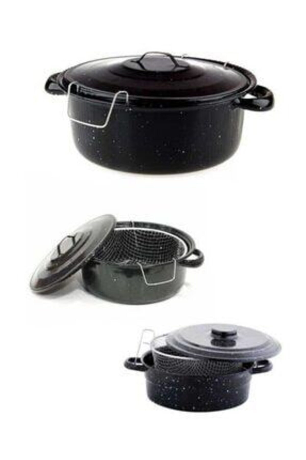 Fireproof Non-Stick Strainer Enamel Fry pot – Vicedeal