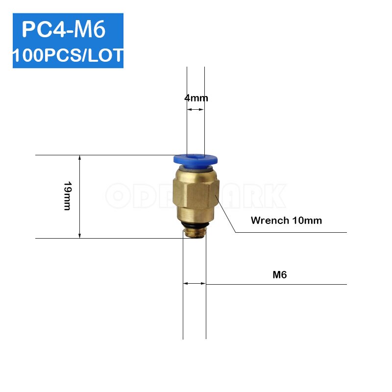 100 Pcs PC4-M6, 4 Mm Tot M6 Pneumatische Connector... – Vicedeal