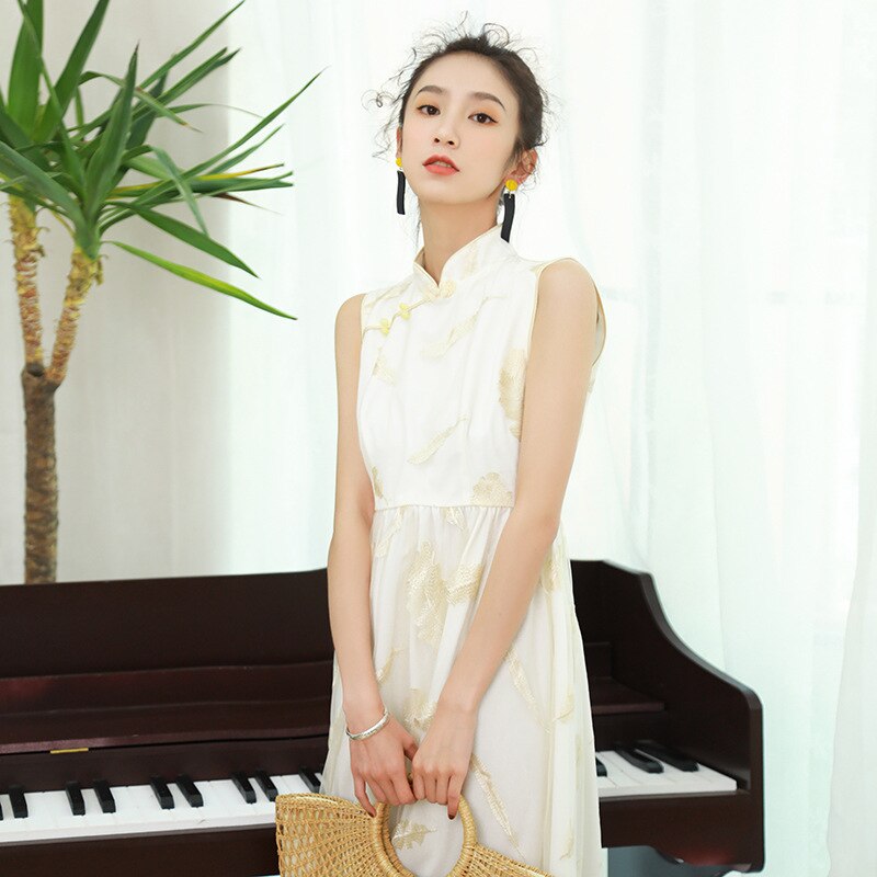 Cotton Evening Party Dress Mesh Cheongsam Modern T... – Grandado